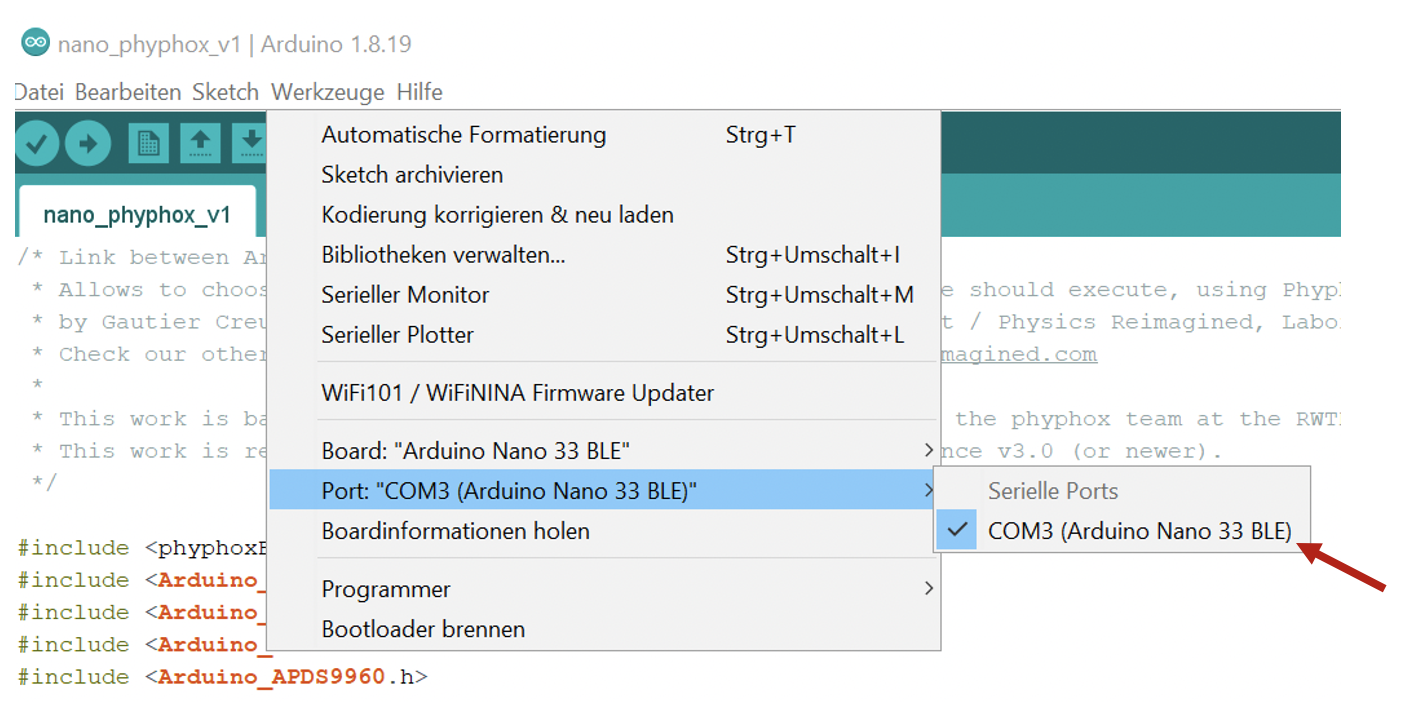 Arduino und phyphox - astro-lab.app